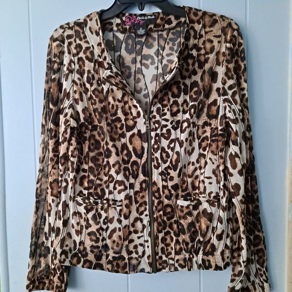 Peck & Peck | Jackets & Coats | Leopard Animal Print Light Zip Up ...
